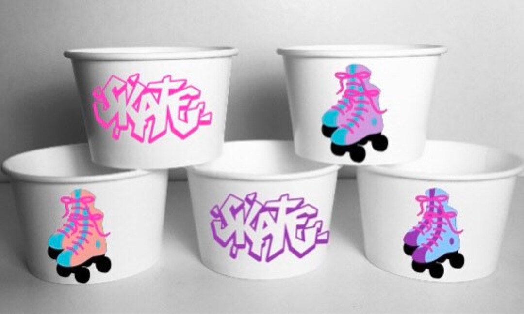 Skate Party Cups Skating Birthday Snack Treat Ice Cream Food Favor ...
