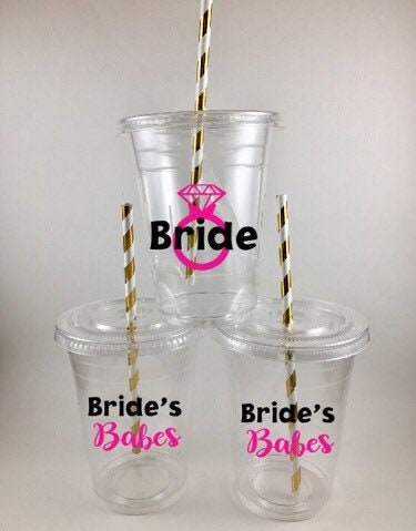 Bride's Babes Bachelorette PARTY CUPS Wedding Party Crew Squad Cup Set ...