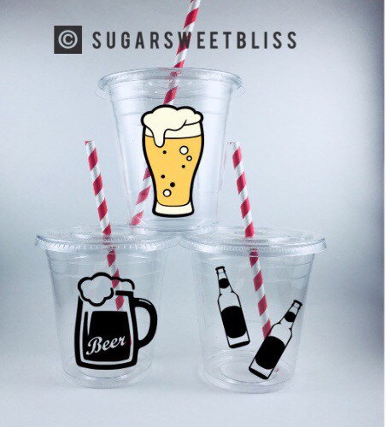 BEER PARTY CUPS Adult Birthday Disposable Cup Set Personalized ...