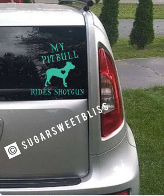 Pit Decal Permanent Car Sticker My Pitbull Rides Shotgun | Etsy