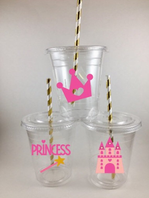 Princess Party Cups Castle Birthday Cup With Straws and Lids | Etsy