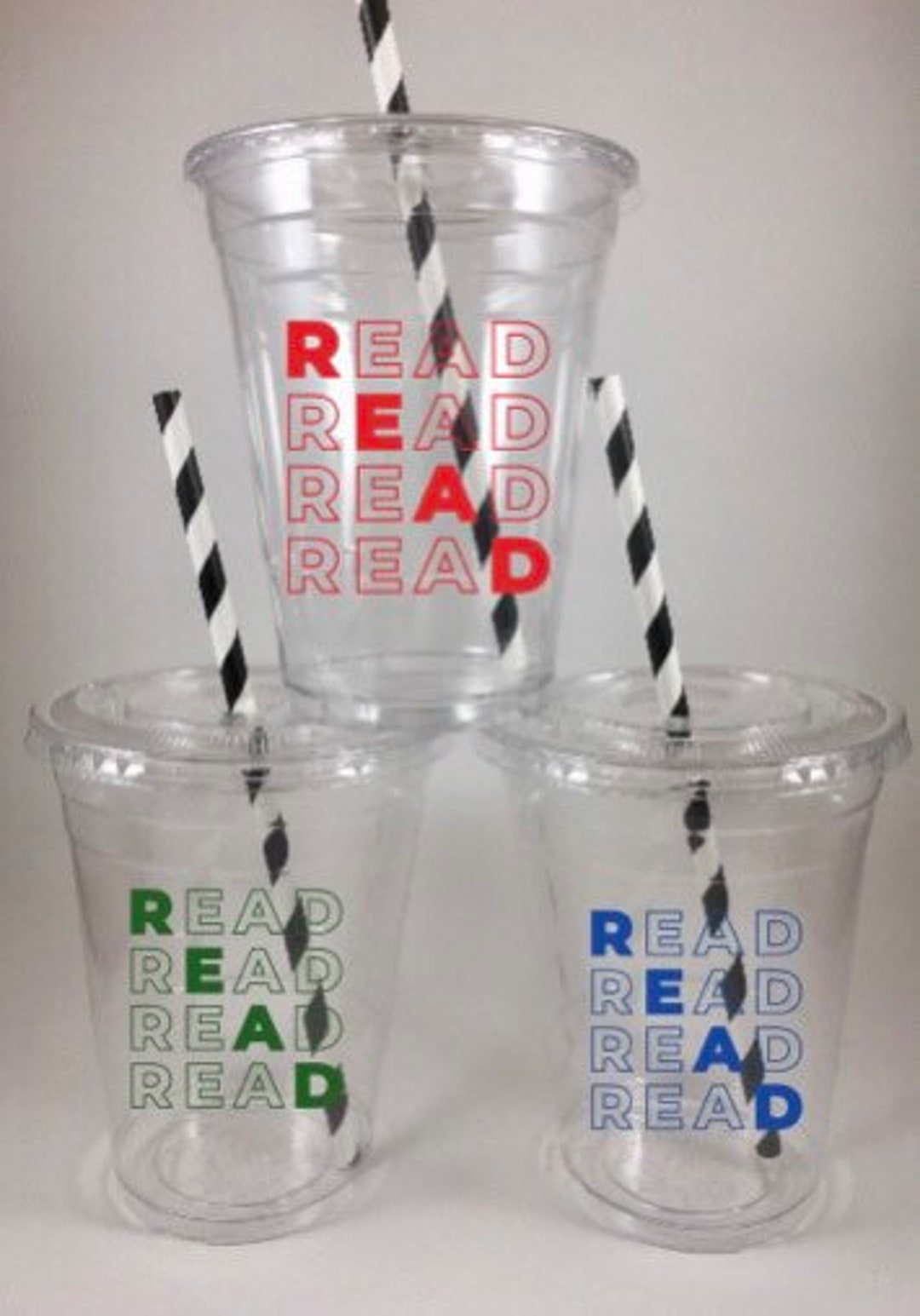 Book PARTY CUPS Reading Birthday Read Lids Straws Personalized ...