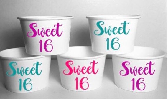 Sweet 16 PARTY Cups Birthday Food Treat Favors Bowl Cup - Etsy