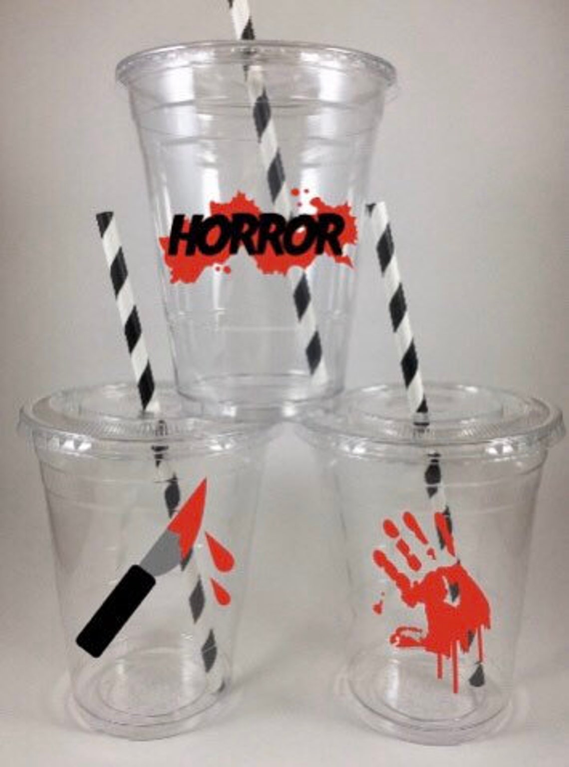 Horror PARTY CUPS Bloody Scary Birthday With Lids Straws | Etsy