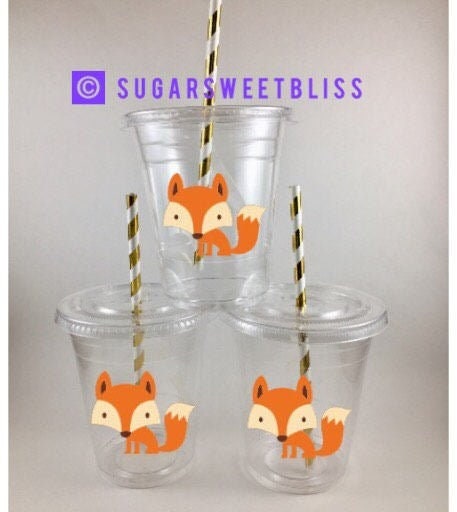 FOX PARTY CUPS Baby Shower Birthday Woodland Foxes Custom | Etsy