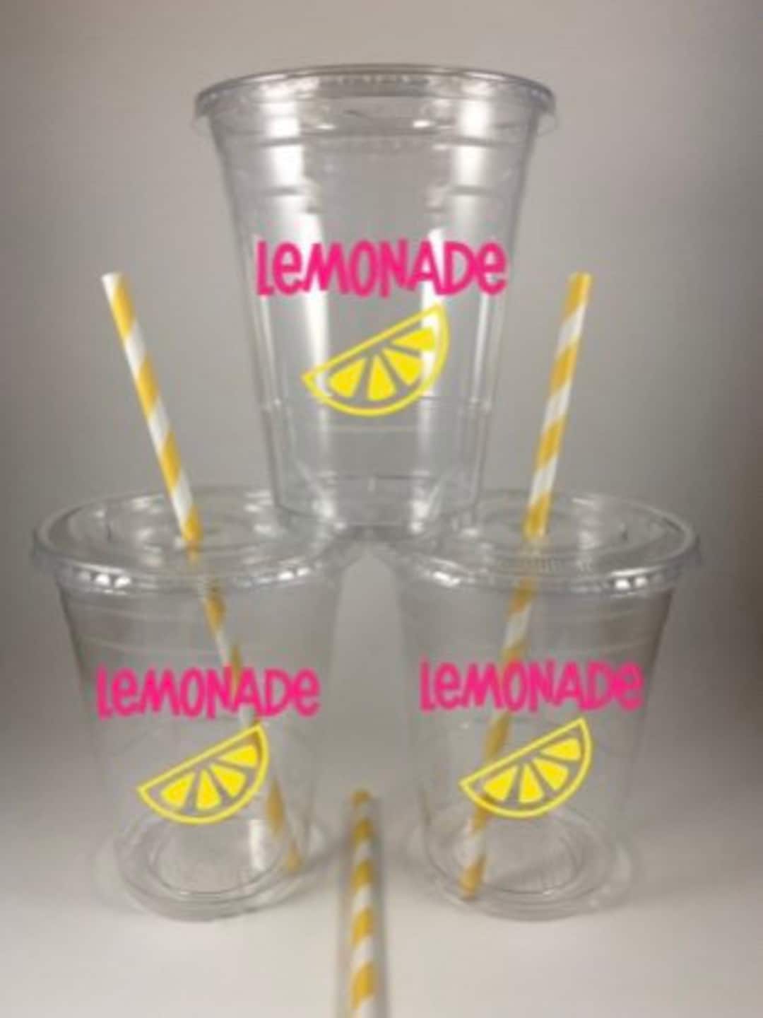 Pink LEMONADE PARTY CUPS Disposable Birthday Cup Set Lemon Stand ...