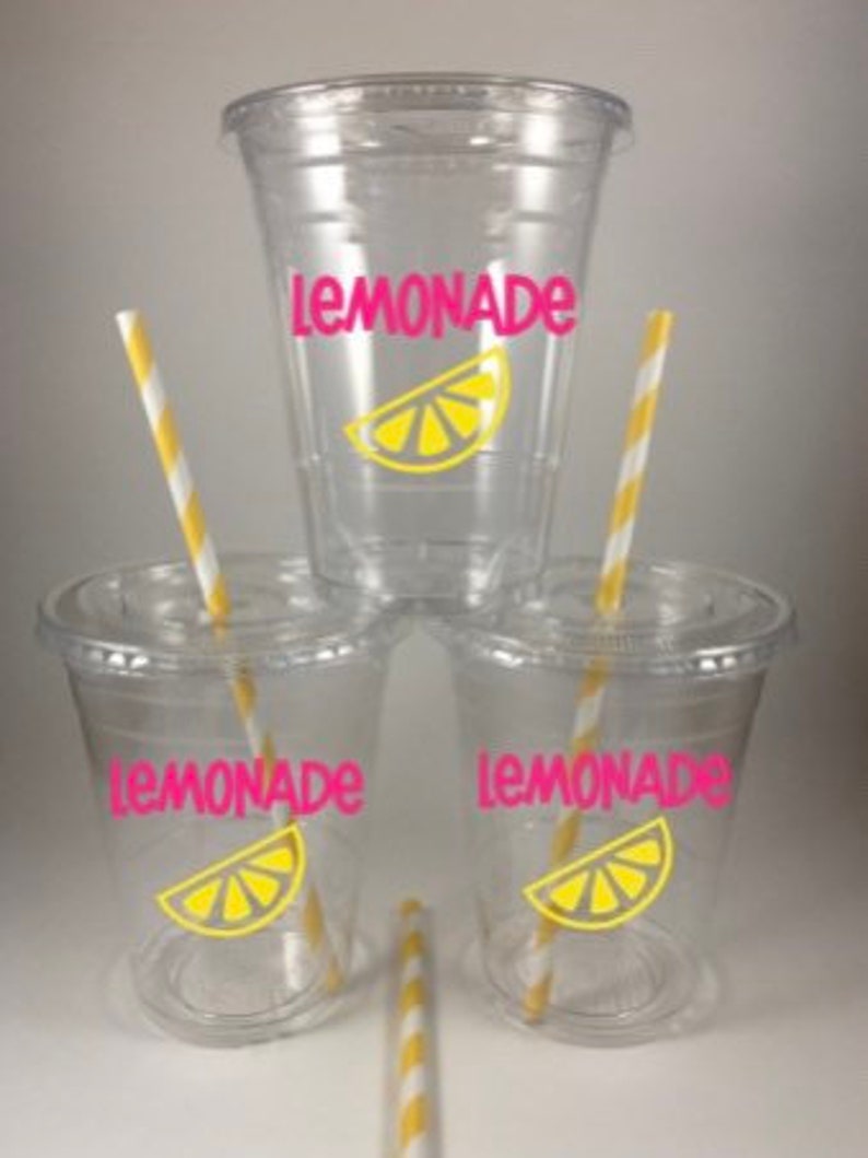 Pink LEMONADE PARTY CUPS Disposable Birthday Cup Set Lemon Stand ...