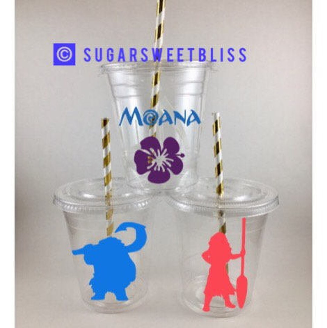 MOANA PARTY CUPS Birthday Cup Set Personalized With Lids and Straws - Etsy
