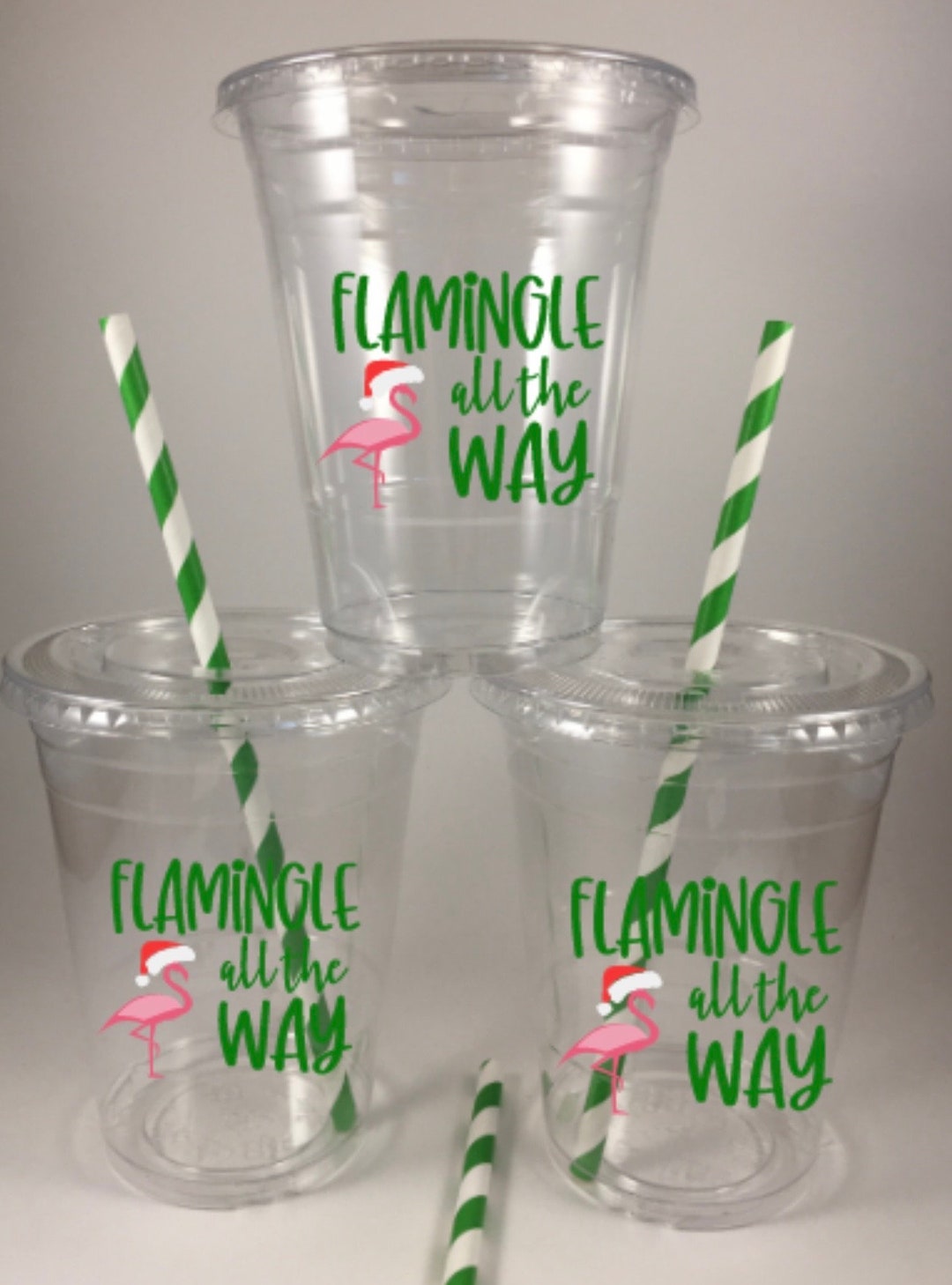 Flamingle All the Way Christmas PARTY CUPS Disposable Flamingo Santa ...