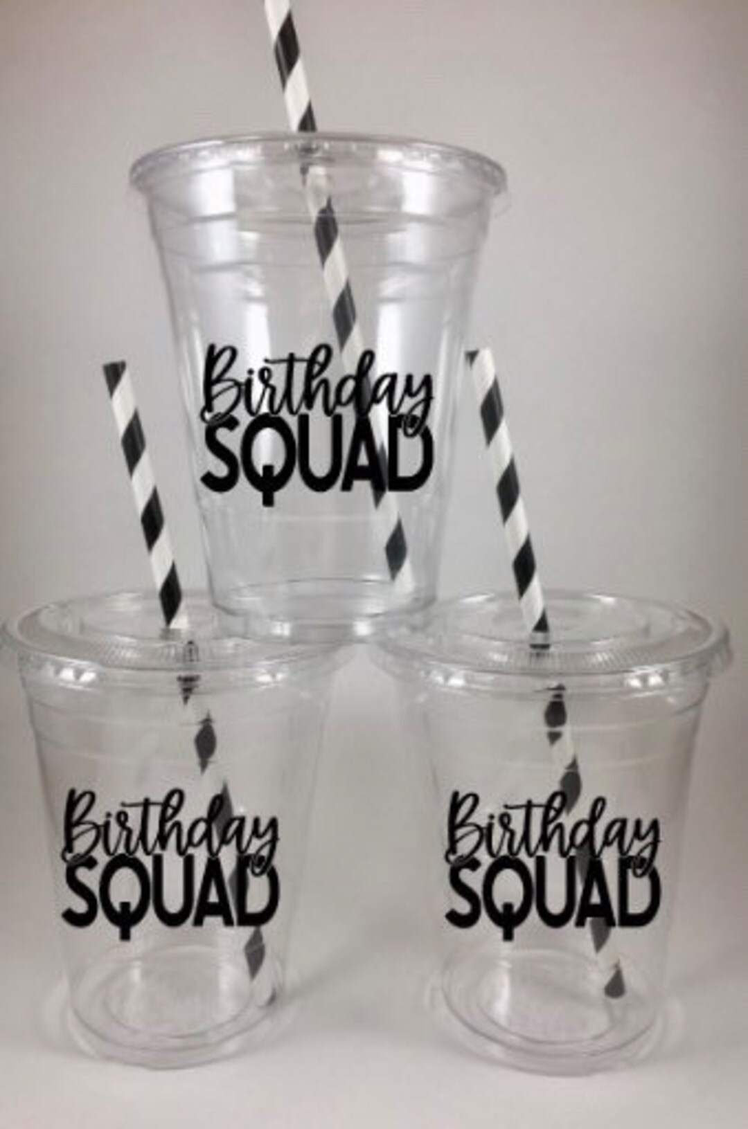 Birthday Squad Party Cups Disposable Cup Set WITH Lids Straws ANY ...
