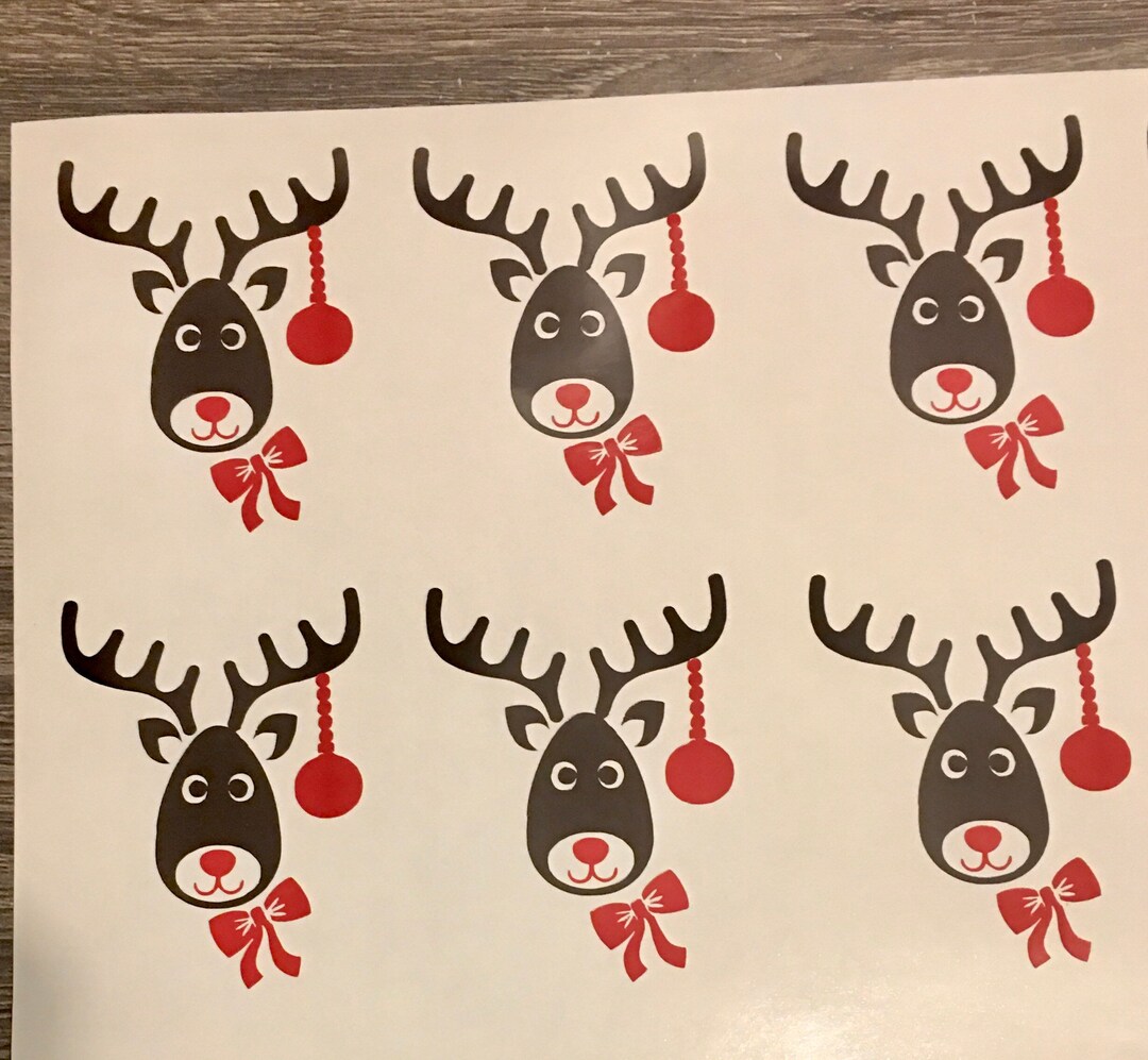 Reindeer Christmas Decals Permanent Vinyl Stickers Holiday Party Cups ...