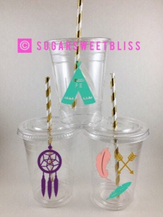 Boho Party Cups Chic Shower Birthday Personalized DISPOSABLE | Etsy