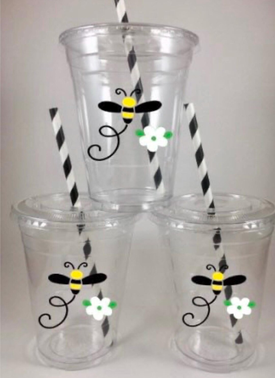 Bumblebee PARTY CUPS Bee Disposable Birthday Bees Bumblebees With Lids ...