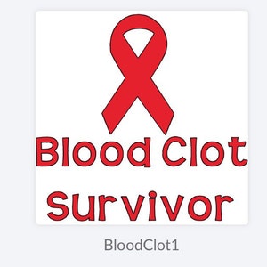 BLOOD Clot Vinyl Awareness Ribbon Decal DVT PE Pulmonary Embolism ...