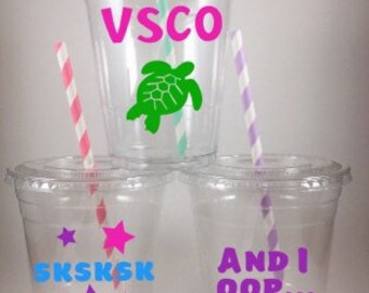 VSCO Party Cups Girl Birthday Set With Lids Straws Disposable | Etsy
