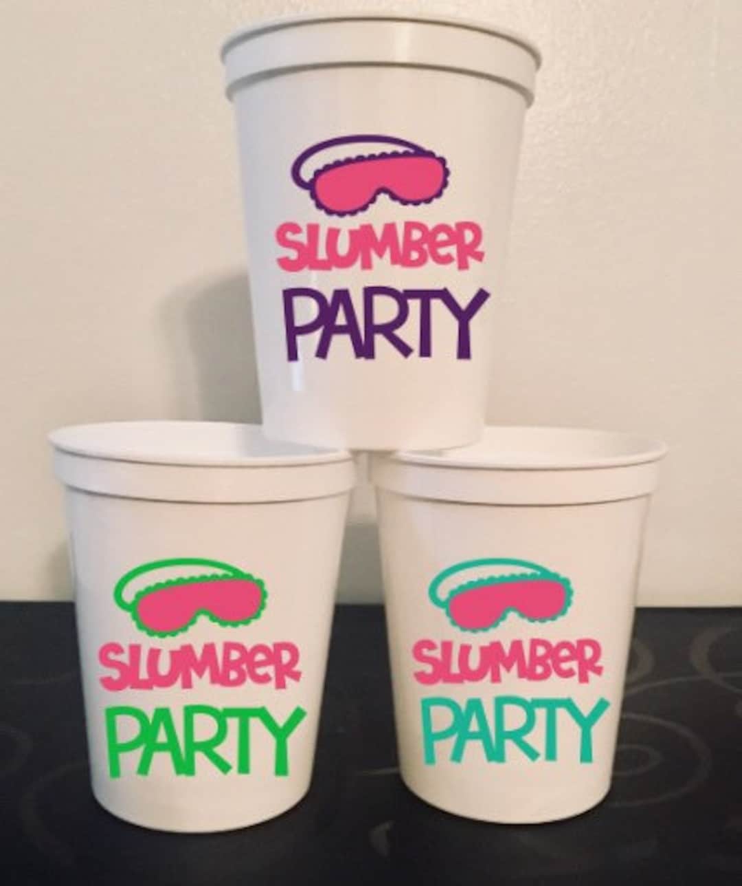 SLUMBER PARTY CUPS Reusable Birthday Favors Personalized Customized ...