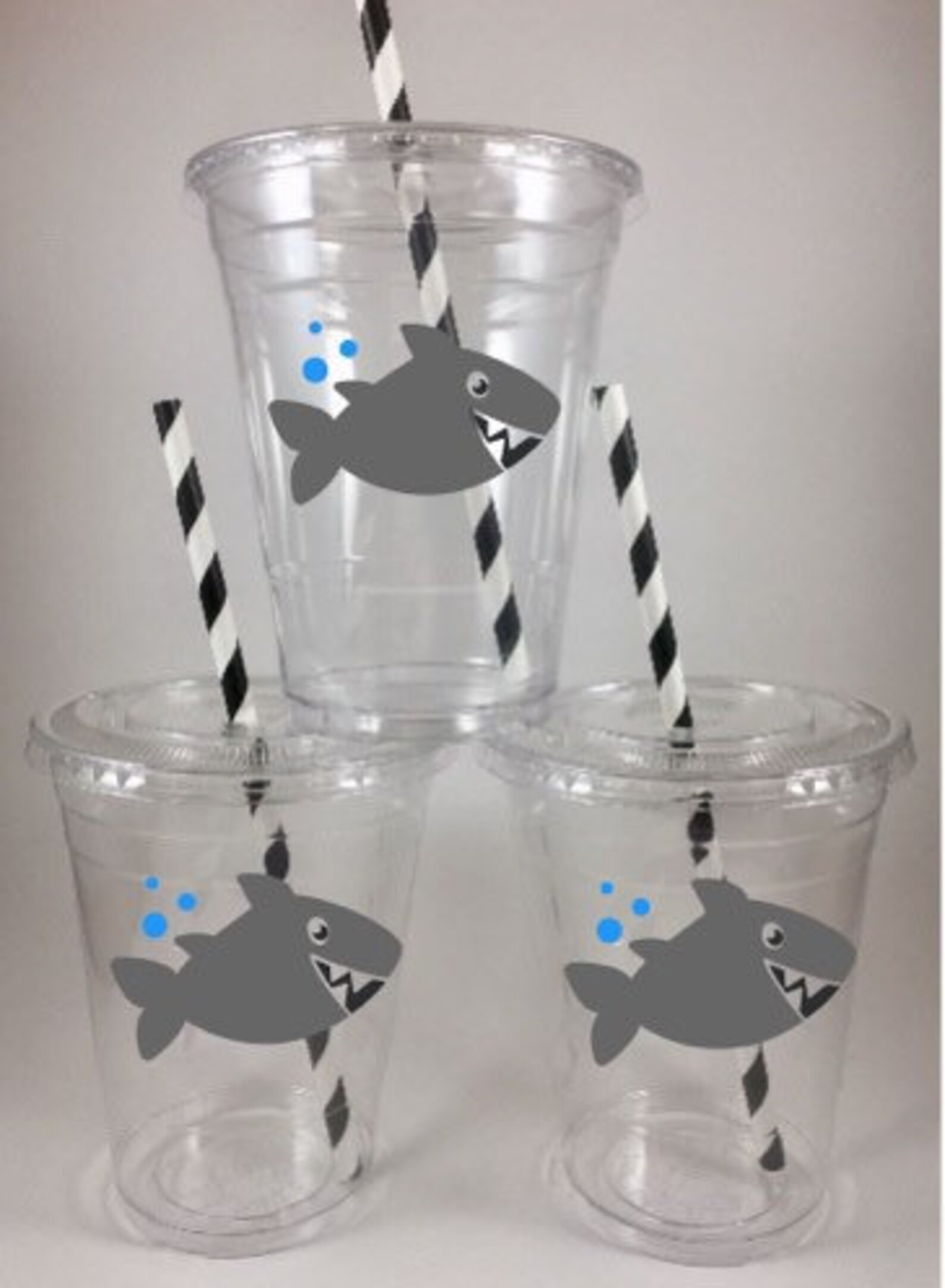 Shark Party Cups Birthday Sharks With Lids Straws Disposable - Etsy