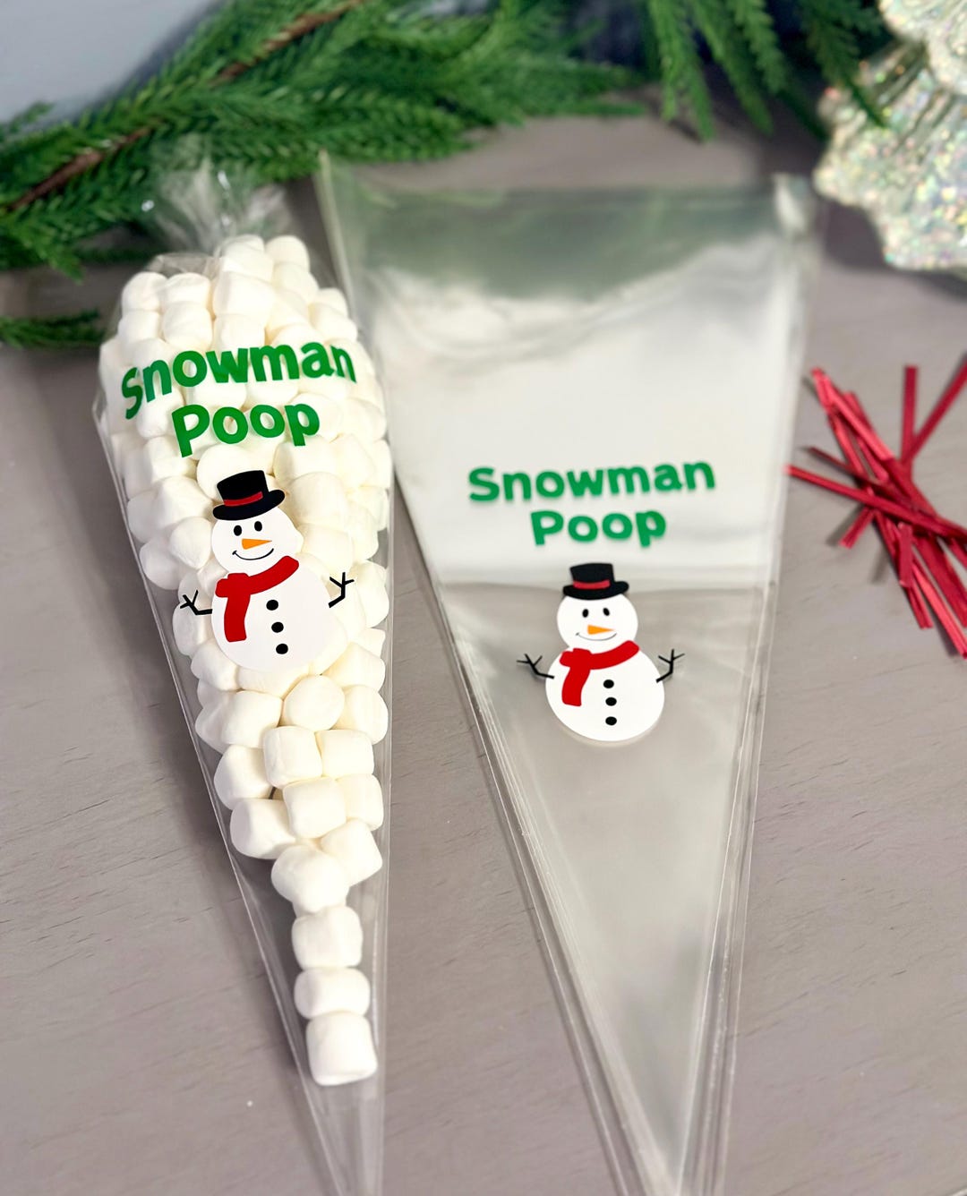 Christmas Snowman Poop PARTY BAGS Empty Food Cone Shaped Bag Candy ...