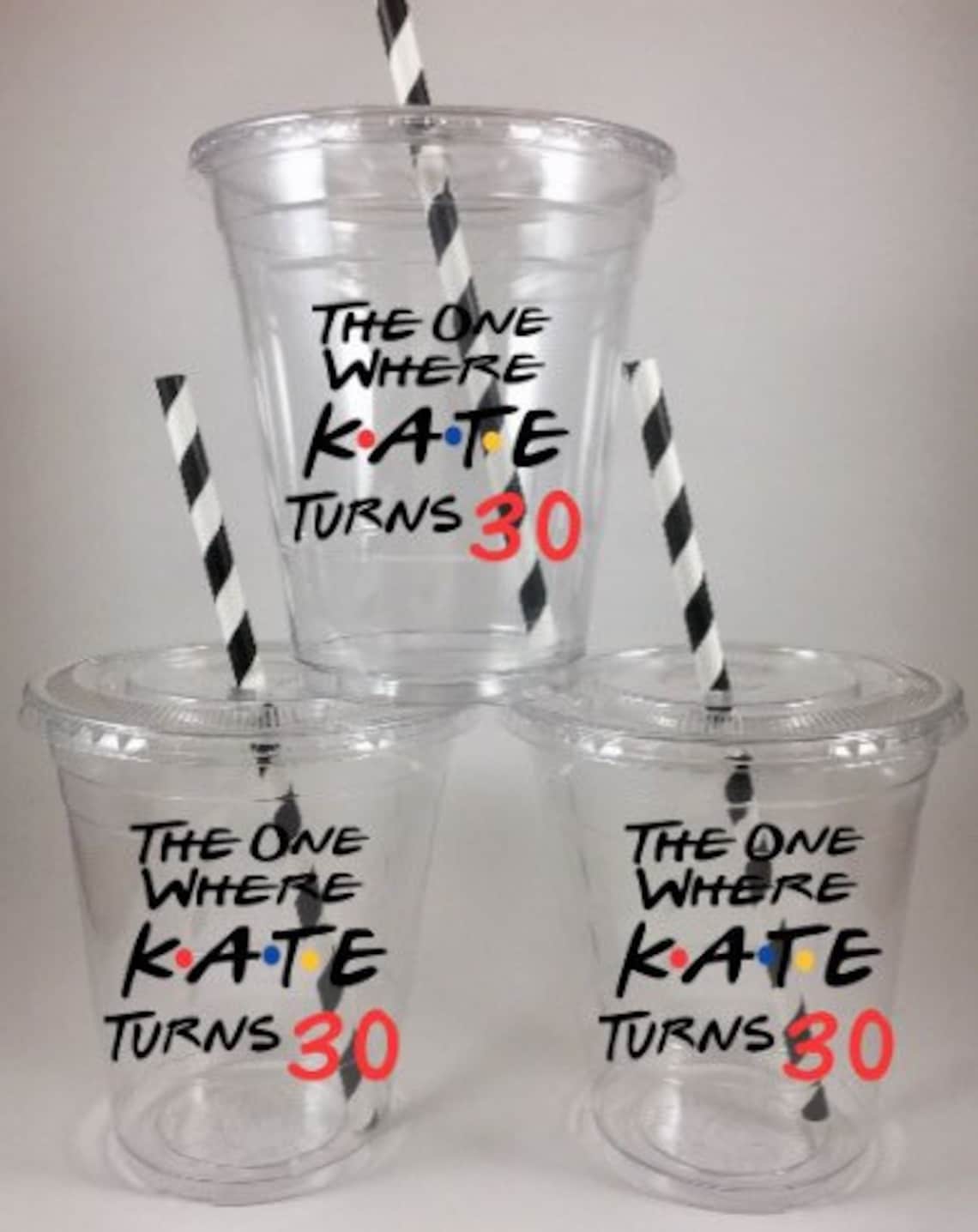 Friends Birthday Party Cups PERSONALIZED Name and Age - Etsy