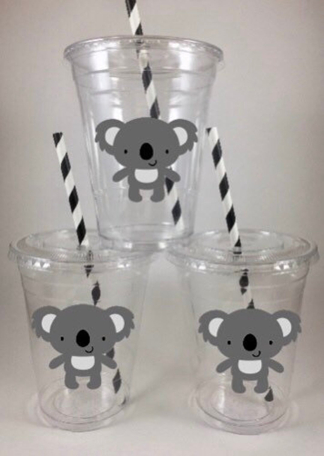 KOALA PARTY CUPS Baby Shower Birthday With Lids Straws Personalized - Etsy