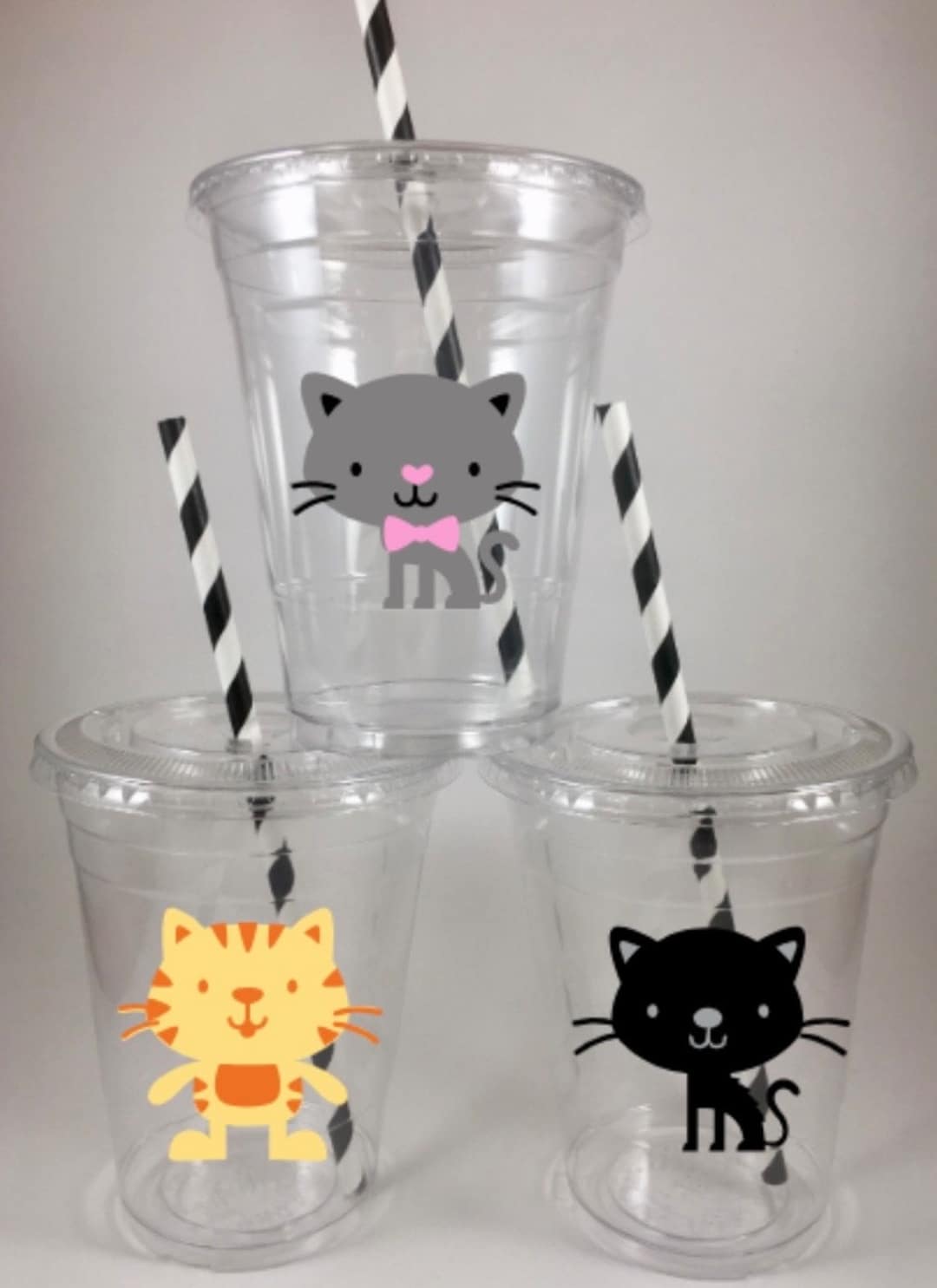 KITTY PARTY CUPS Cat Birthday Favors Cup Kitten Personalized Customized ...