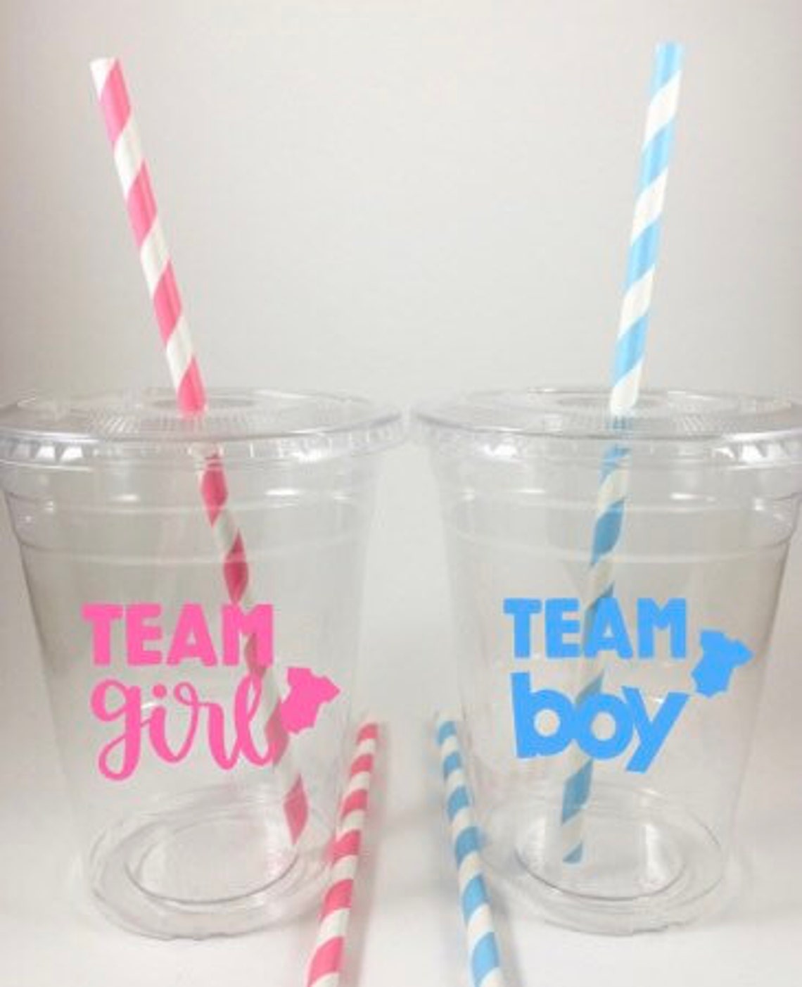 Team Girl Boy Baby Gender Party Cups Pink Blue Cup Set With - Etsy
