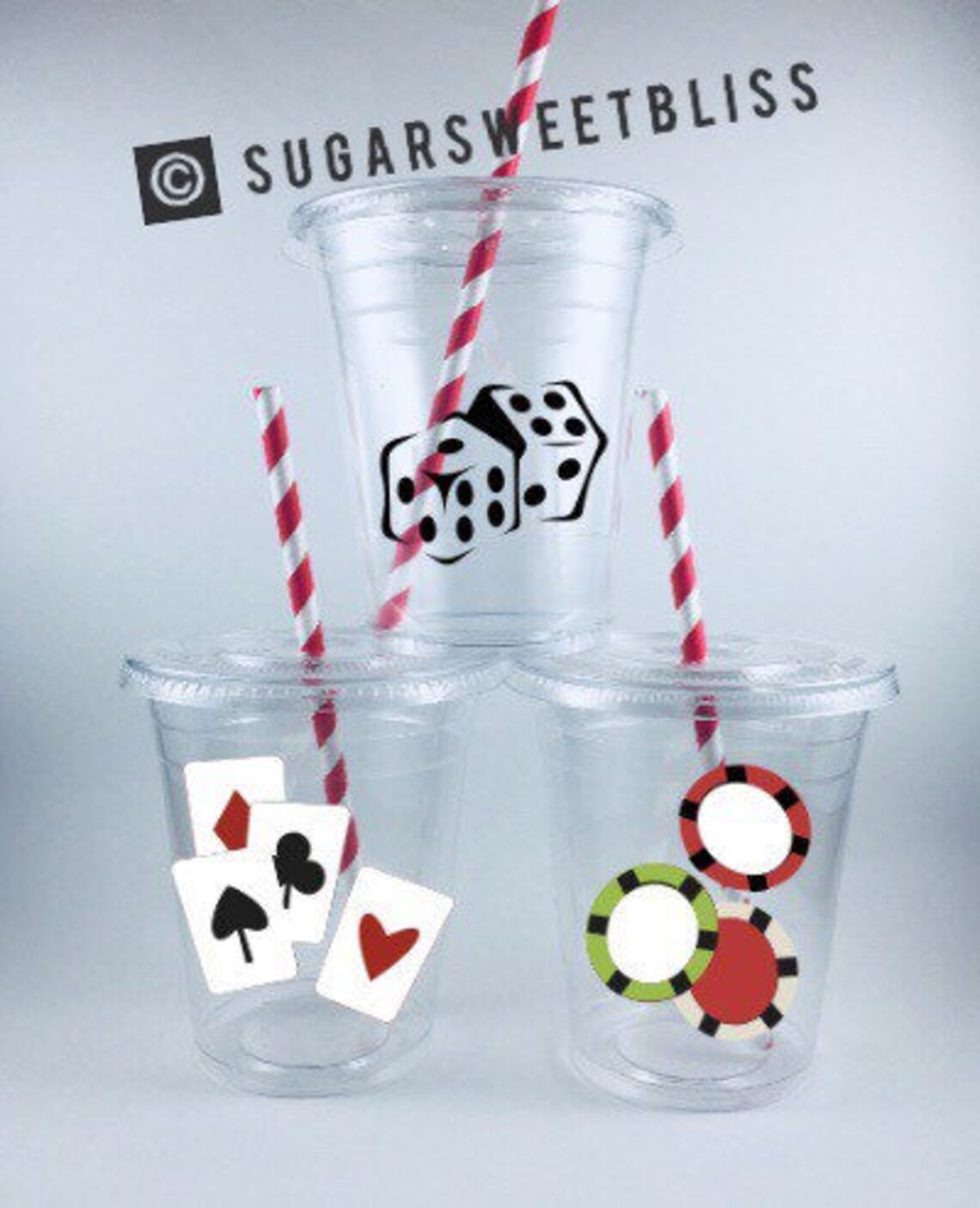 Casino Poker Party Cups Las Vegas Birthday Theme Gambling Cards Dice ...