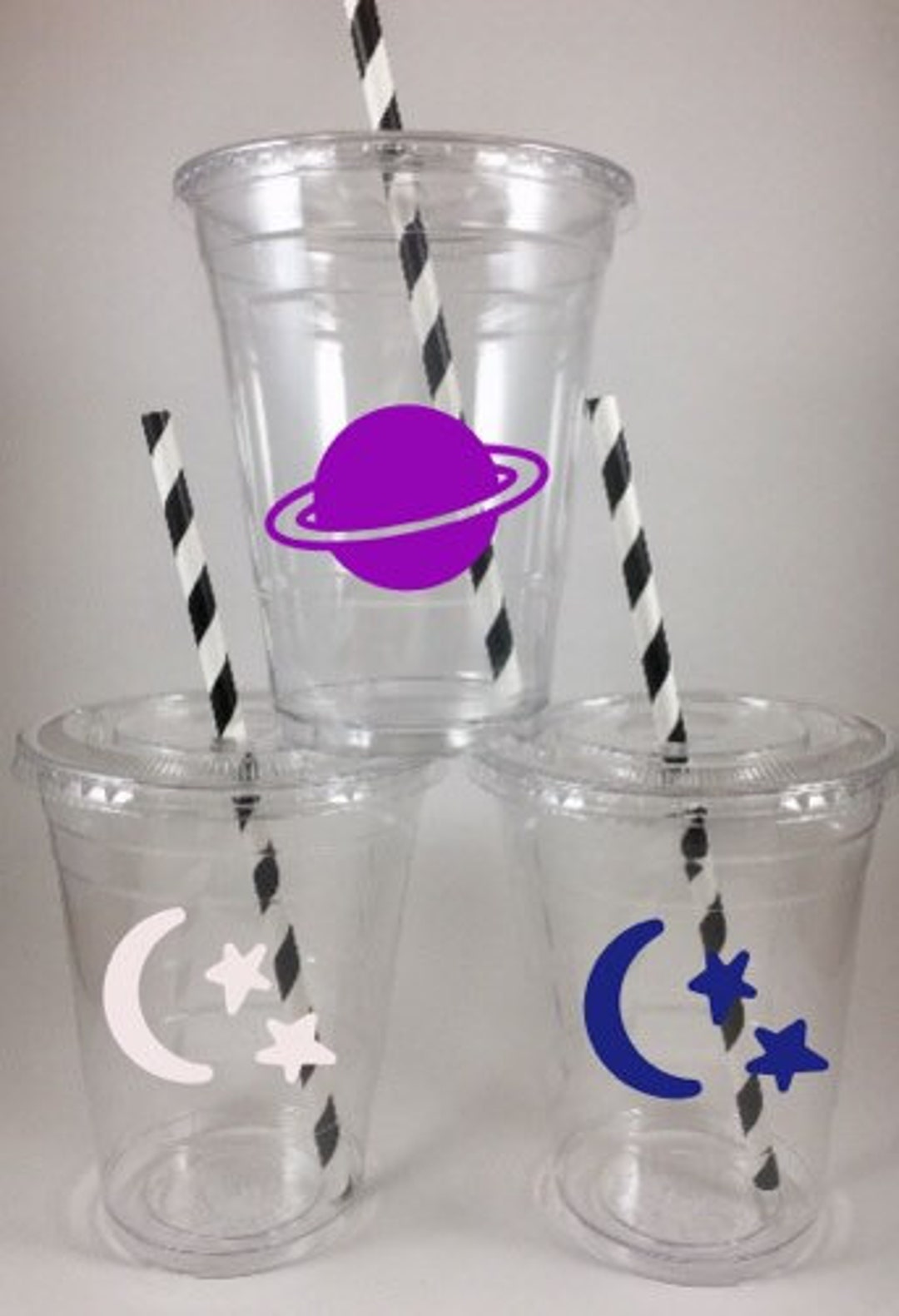 Galaxy Party Cups Space Twinkling Stars Birthday Cup With Lids Straws ...