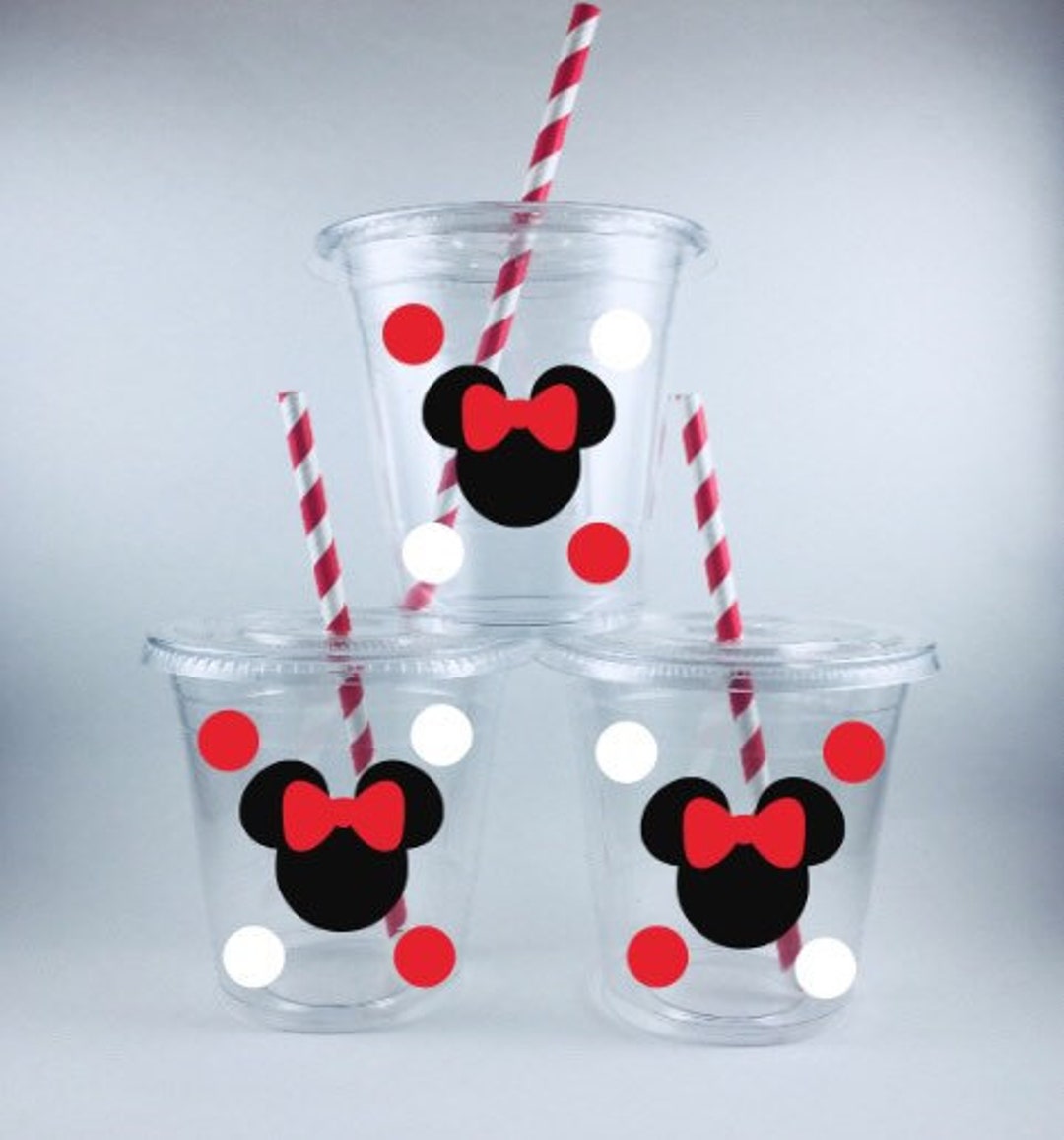 Minnie Mouse PARTY CUPS Any Color Available Birthday Cup WITH Lids ...