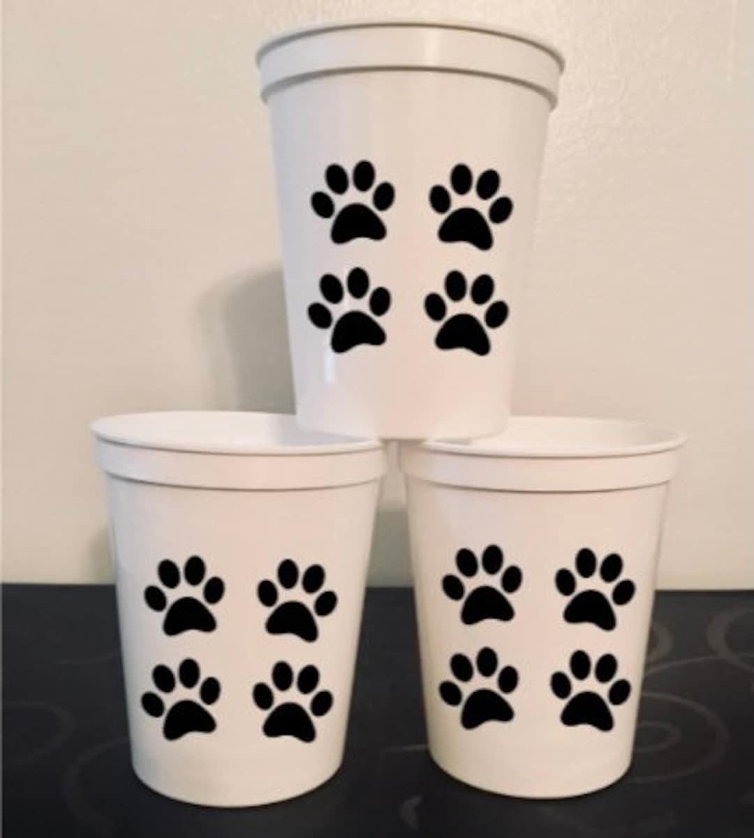 Paw Print Party Cups Reusable Cup Birthday Favors Paws - Etsy