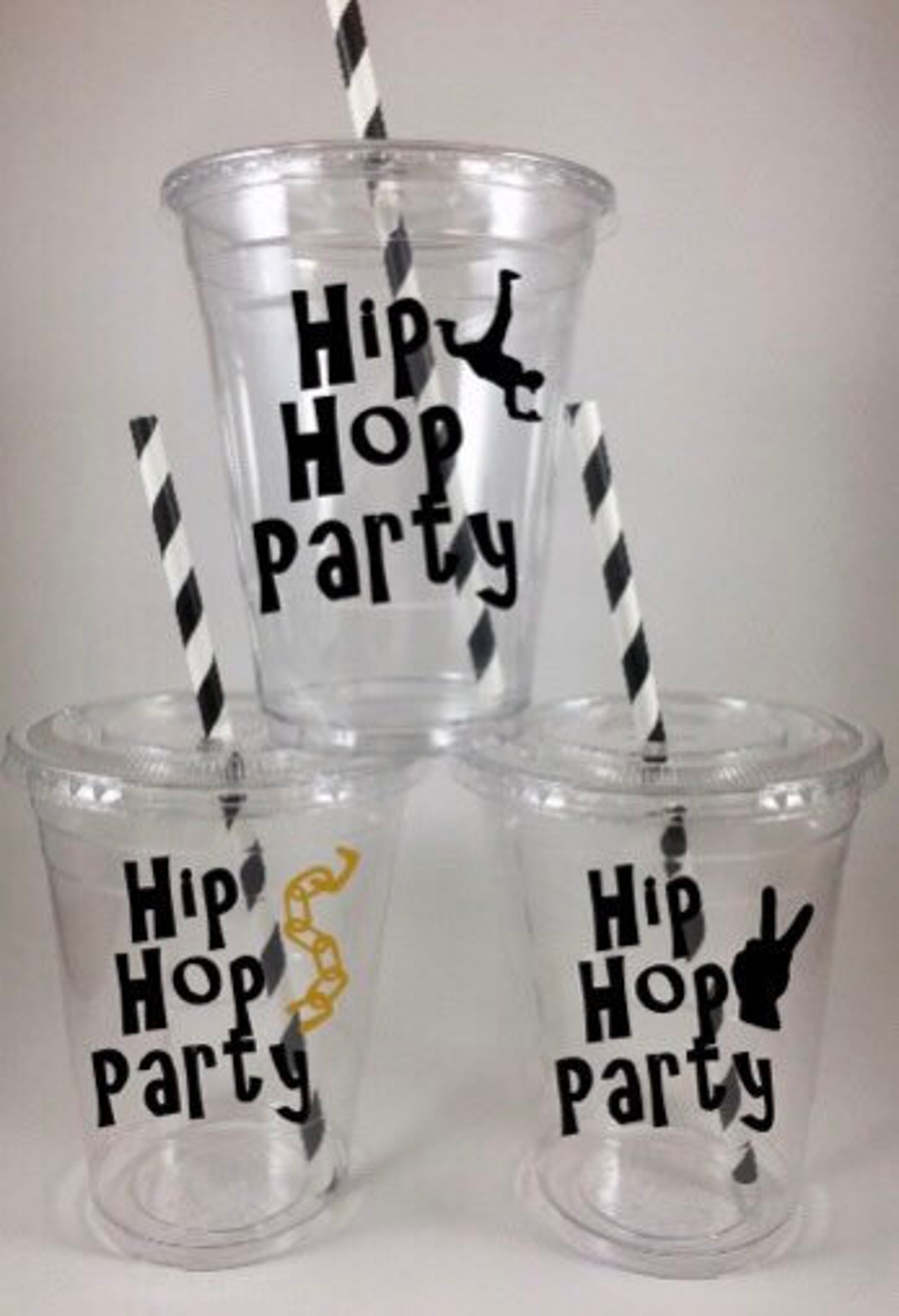 Hip Hop Party Cups Disposable With Lids Straws Custom Colors Free - Etsy