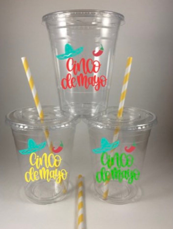 Cinco De Mayo PARTY CUPS With Lids and Straws - Etsy