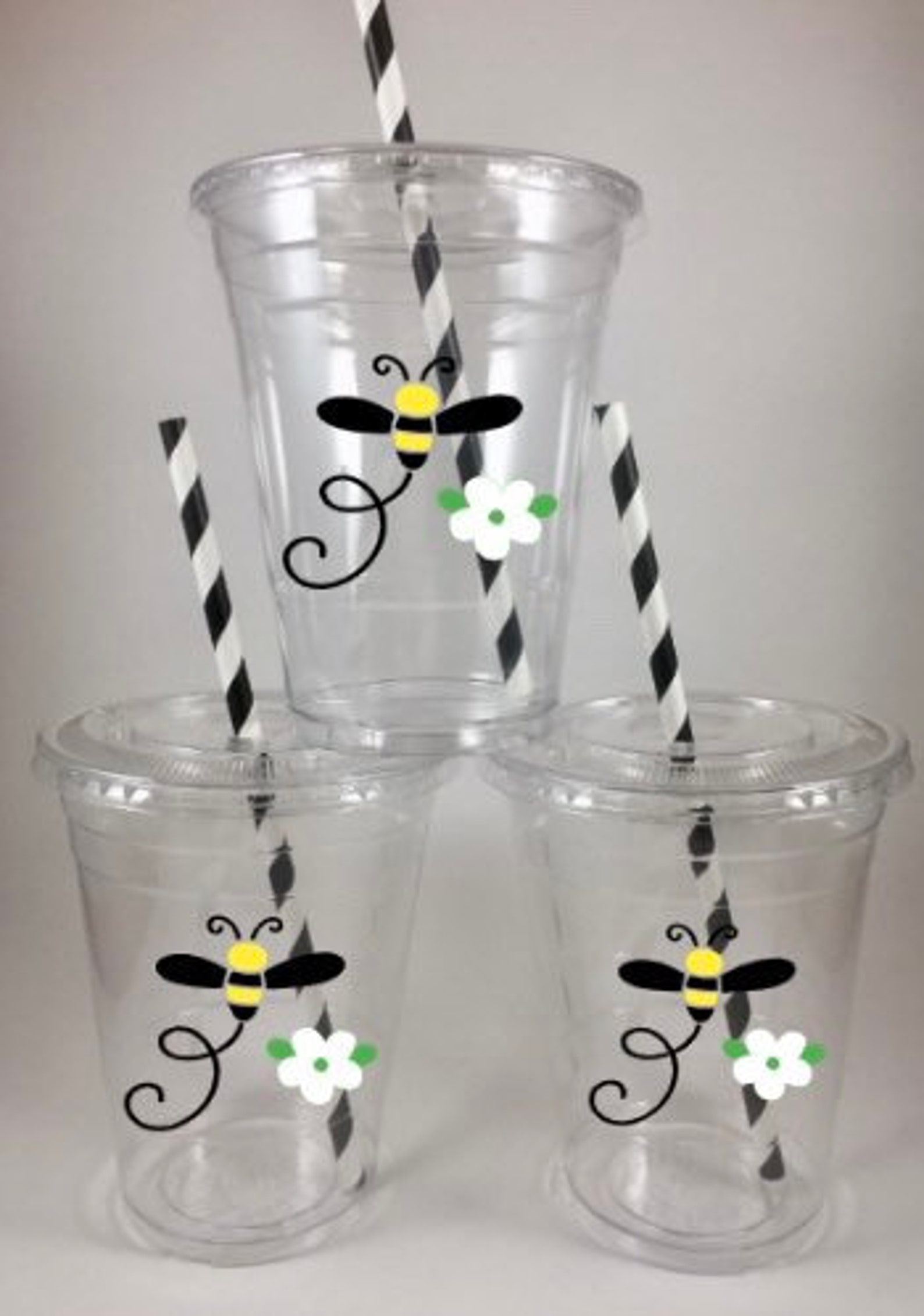 Bumblebee PARTY CUPS Bee Disposable Birthday Bees Bumblebees With Lids ...