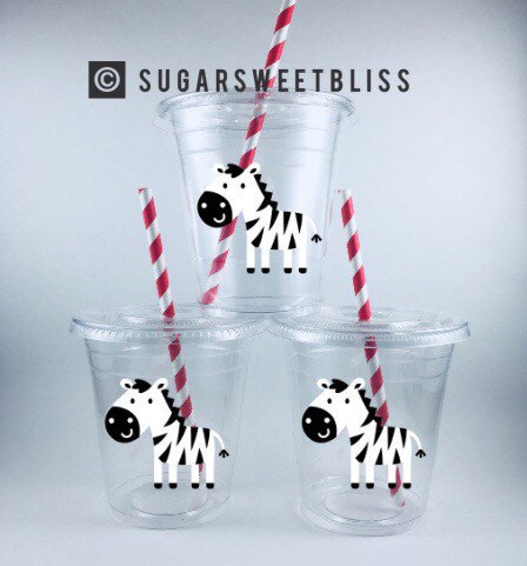 Zebra Party Cups Disposable Birthday Cup Set Zebras Zoo - Etsy