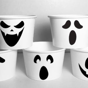 HALLOWEEN Ghost Face PARTY CUPS Snack Candy Treat Food Favor Bowls ...