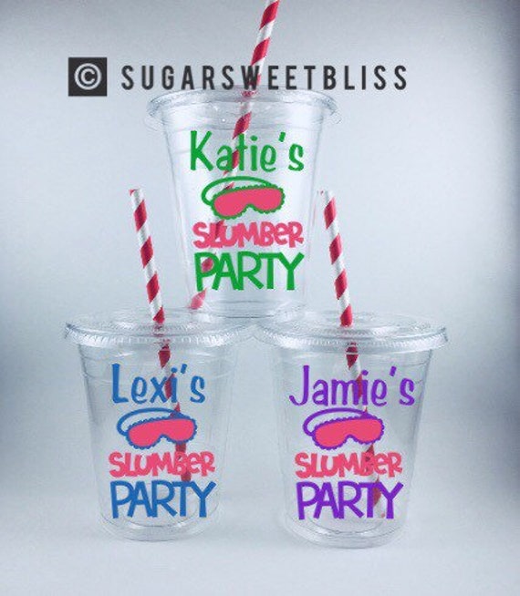 Slumber Party Cups PERSONALIZED NAME Sleepover Cup Favors | Etsy