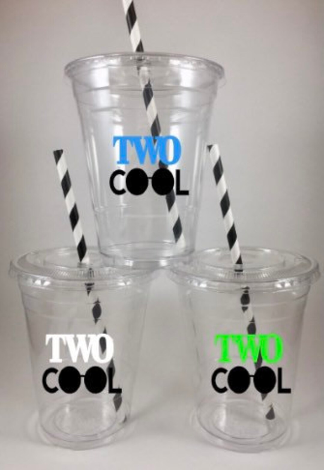 Two Cool 2nd Birthday Party Cups Custom Colors Free Disposable - Etsy