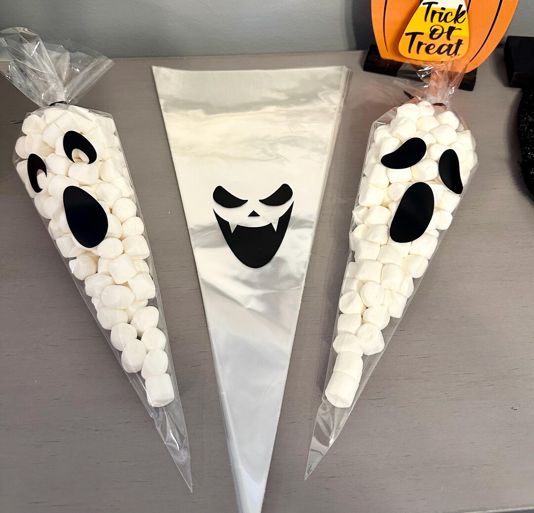 Halloween Ghost PARTY BAGS Empty Cone Shaped Favor Bag Ghosts Candy ...
