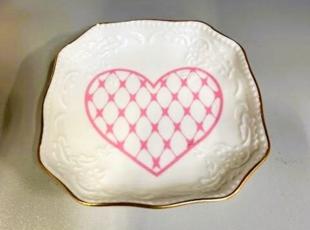 Pink Heart Bon Bon Porcelain Small Dish 4"x4" - Etsy