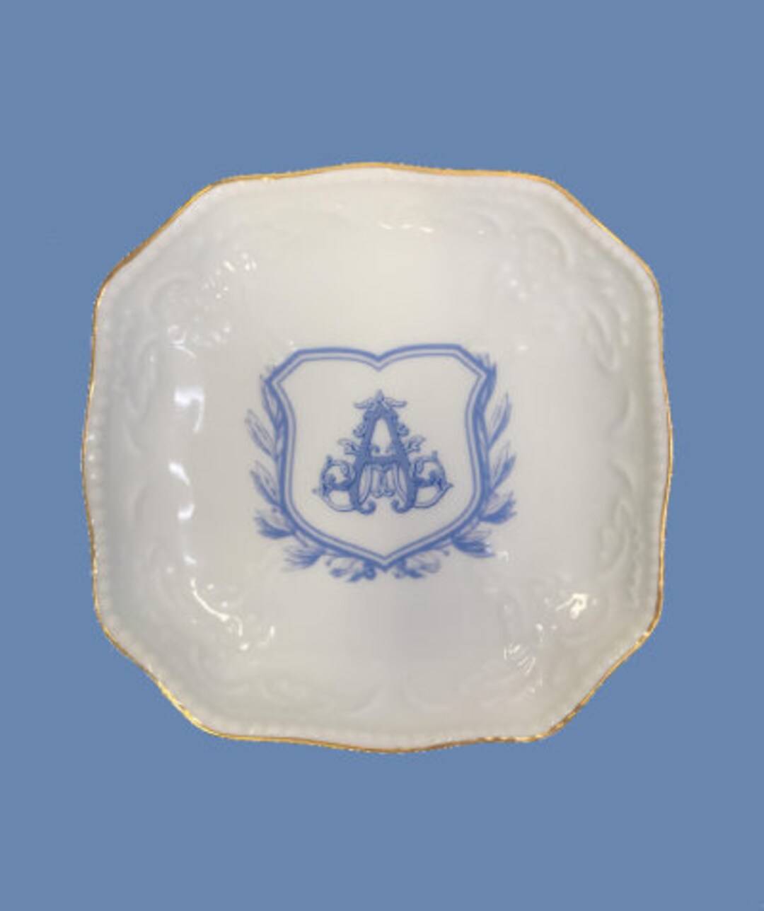 Chinoiserie Monogram A Bon Bon Plate Blue - Etsy