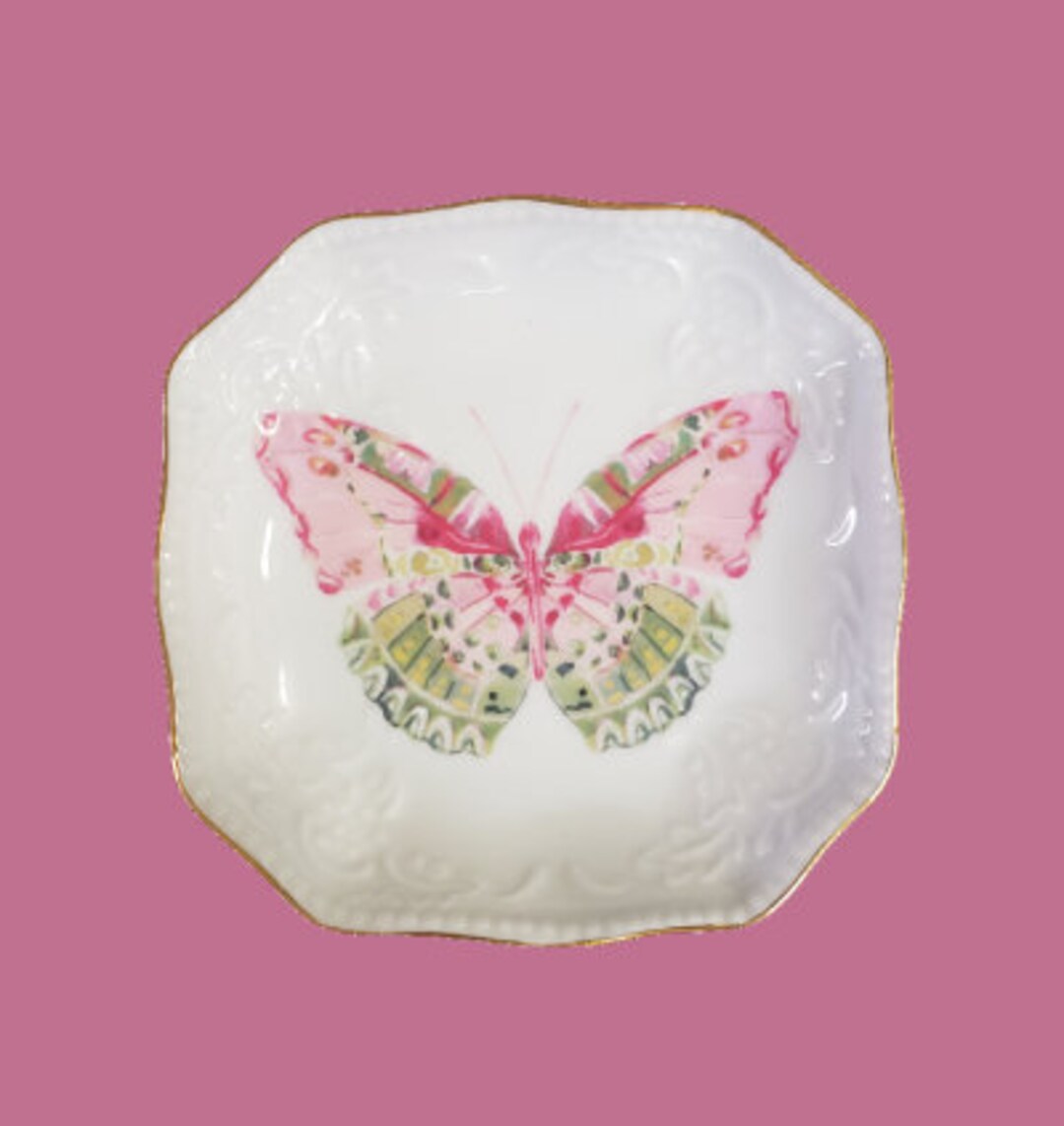 Chinoiserie Butterfly Bon Bon Plate Pink/green - Etsy