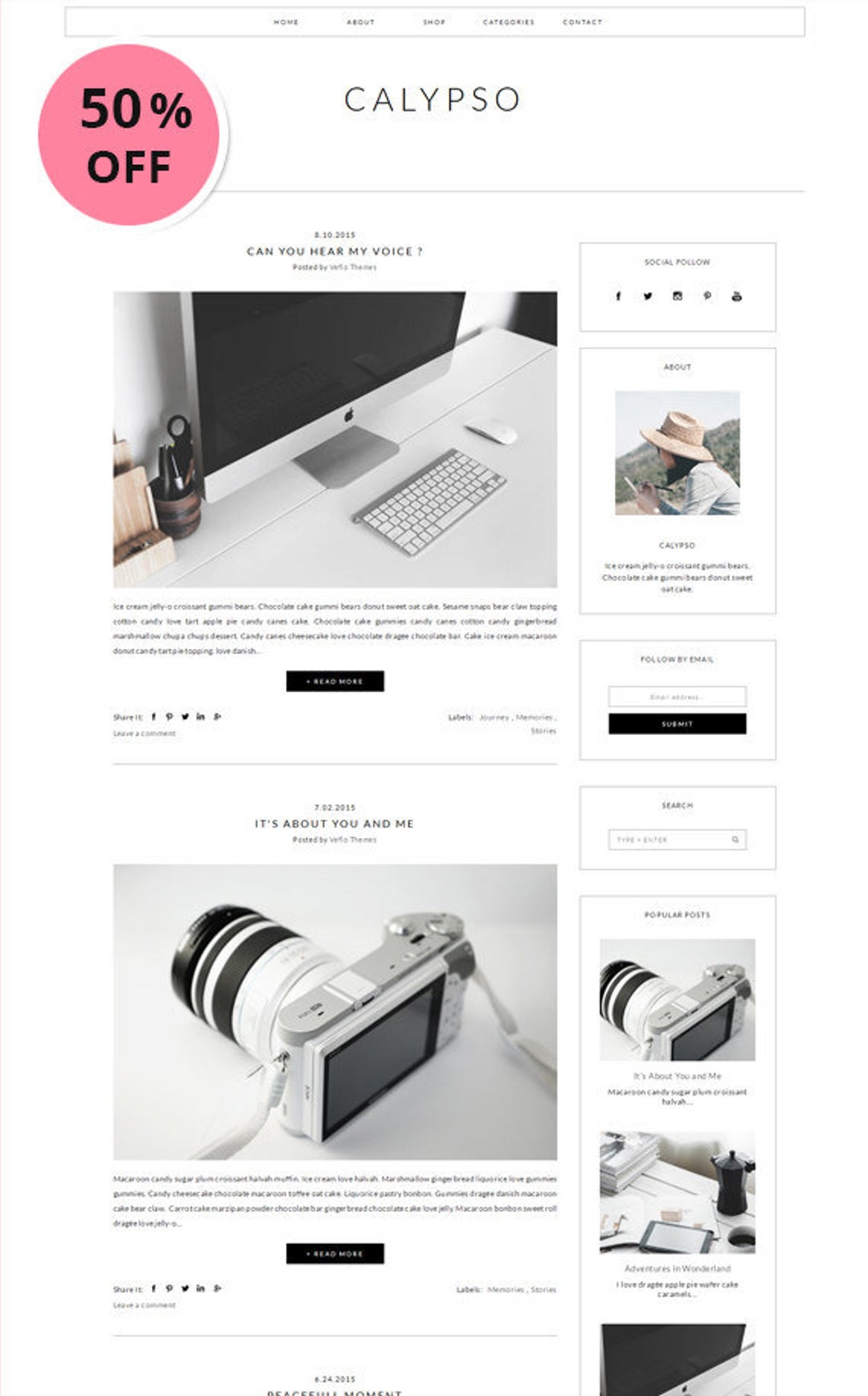 Responsive Premade Blogger Template Minimalist Design Simple White Blog ...
