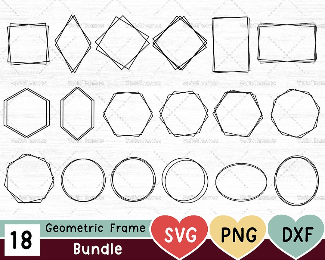 Geometric Border Svg Bundle, Double Frame Svg, Hexagon Frame Svg ...
