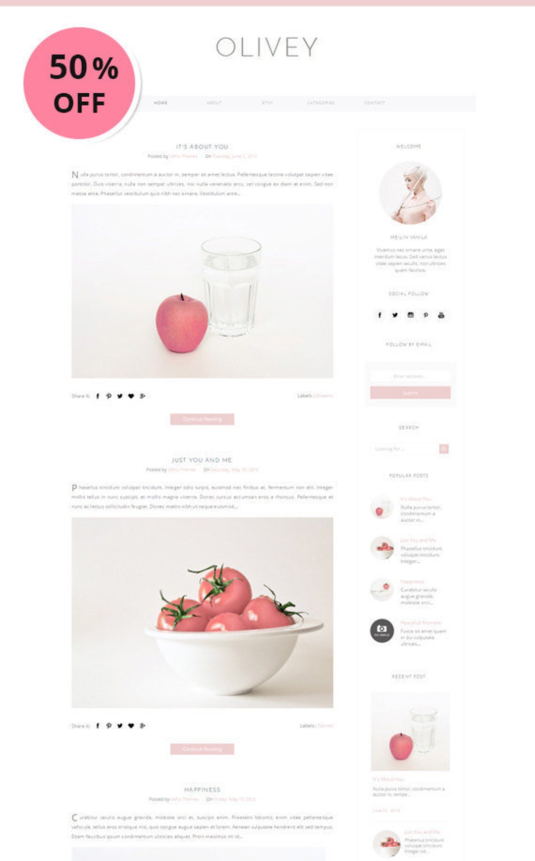Modern Responsive Blogger Template Premade Template Clean Minimalist ...