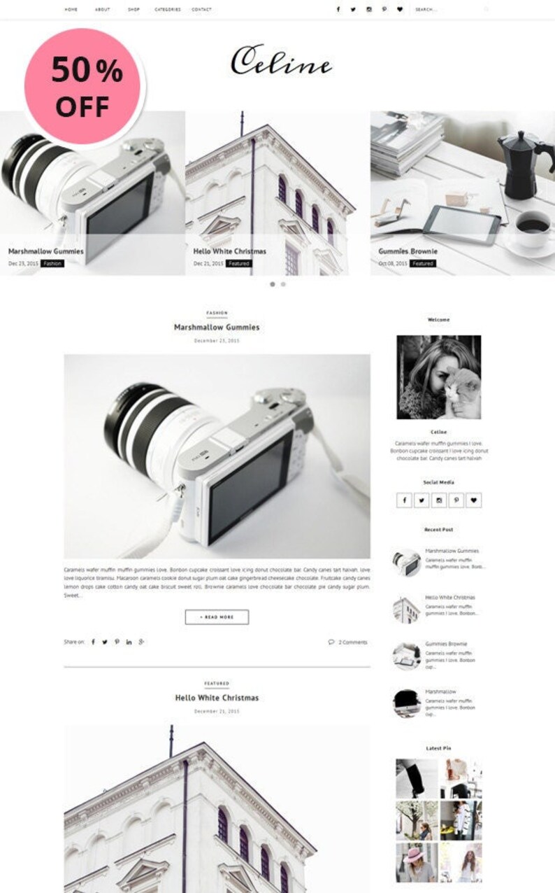 Premade Blogger Template Responsive Premade Template Clean Minimalist ...