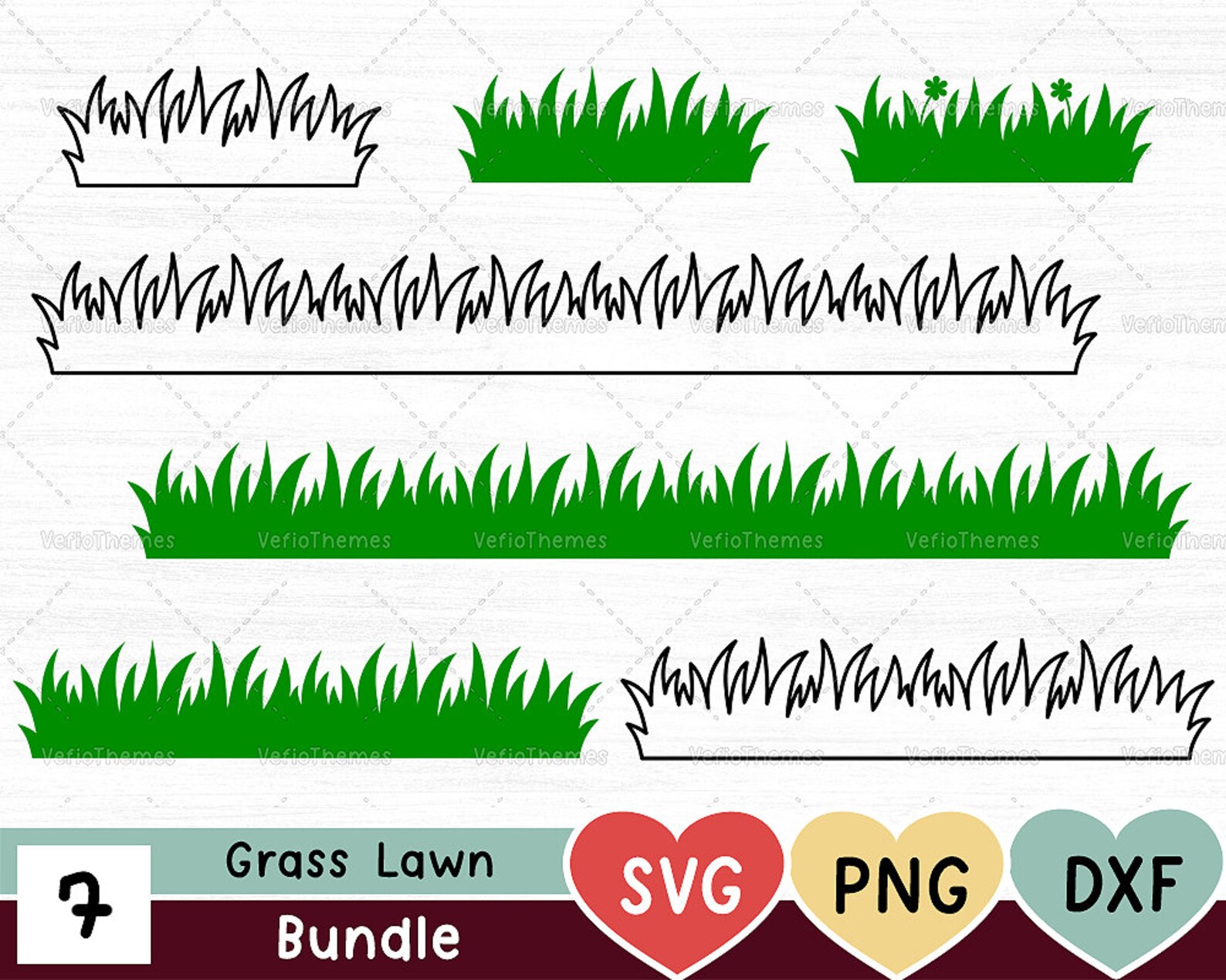 Grass SVG Bundle, Grassy Lawn SVG, Print SVG, Cut Files Outline ...