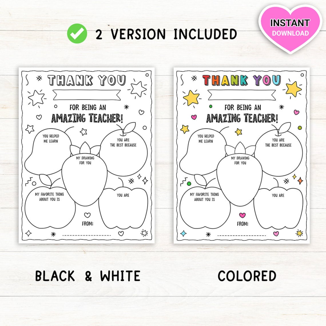 Printable Teacher Appreciation Gift, Thank You Coloring Page Kids ...