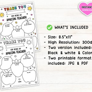 Printable Teacher Appreciation Gift, Thank You Coloring Page Kids ...