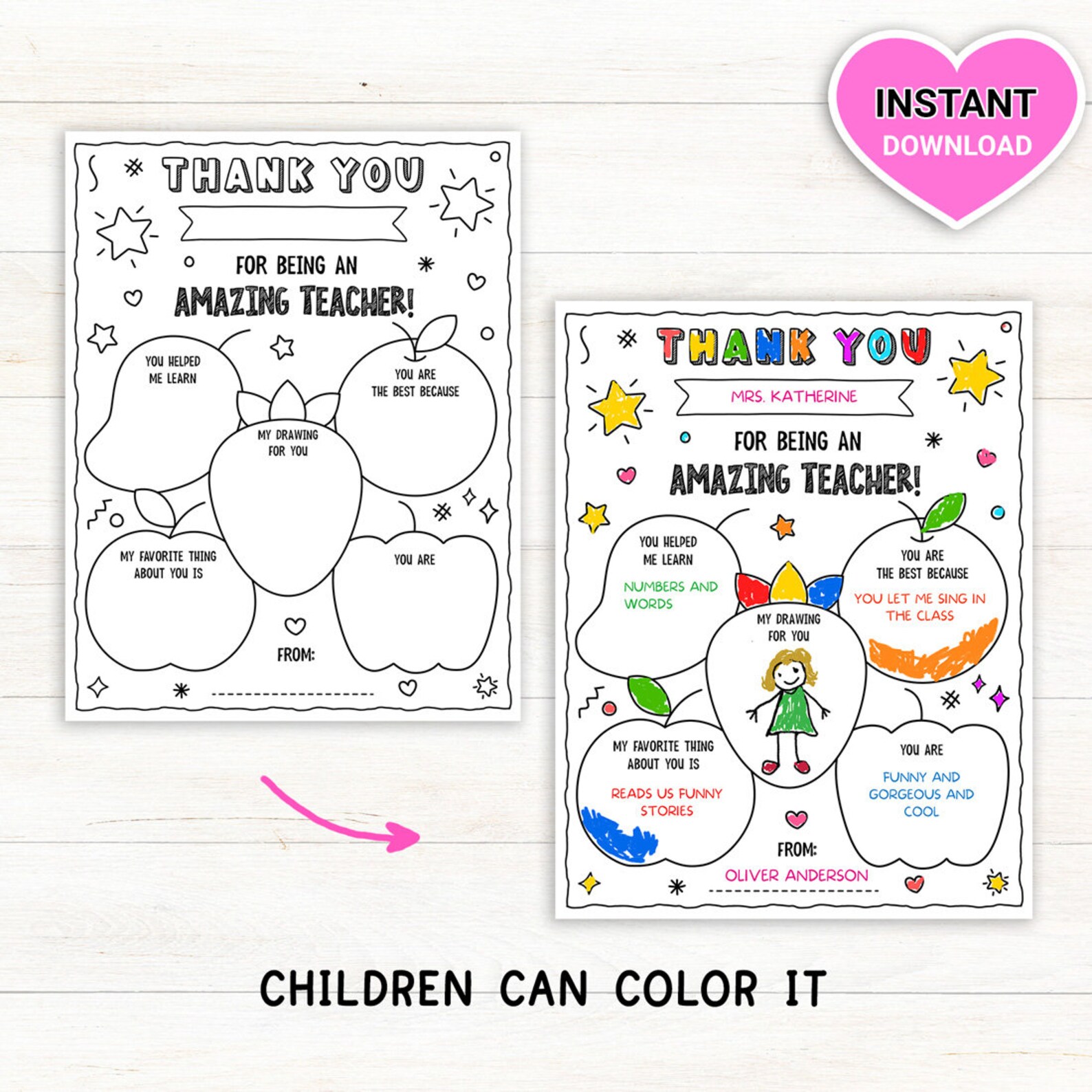 Printable Teacher Appreciation Gift, Thank You Coloring Page Kids ...