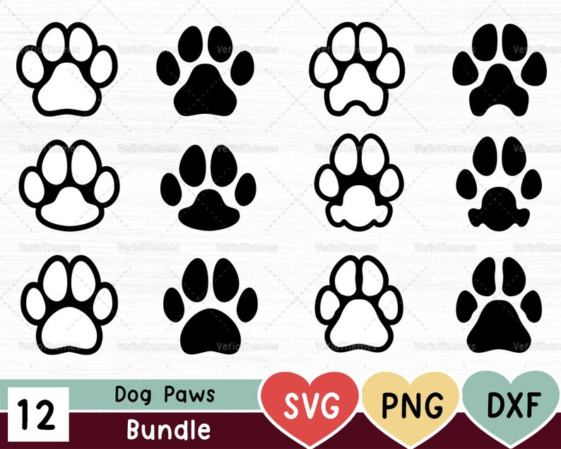 Dog Paw Svg Bundle Animal Paws Svg Pet Paw Silhouette - Etsy